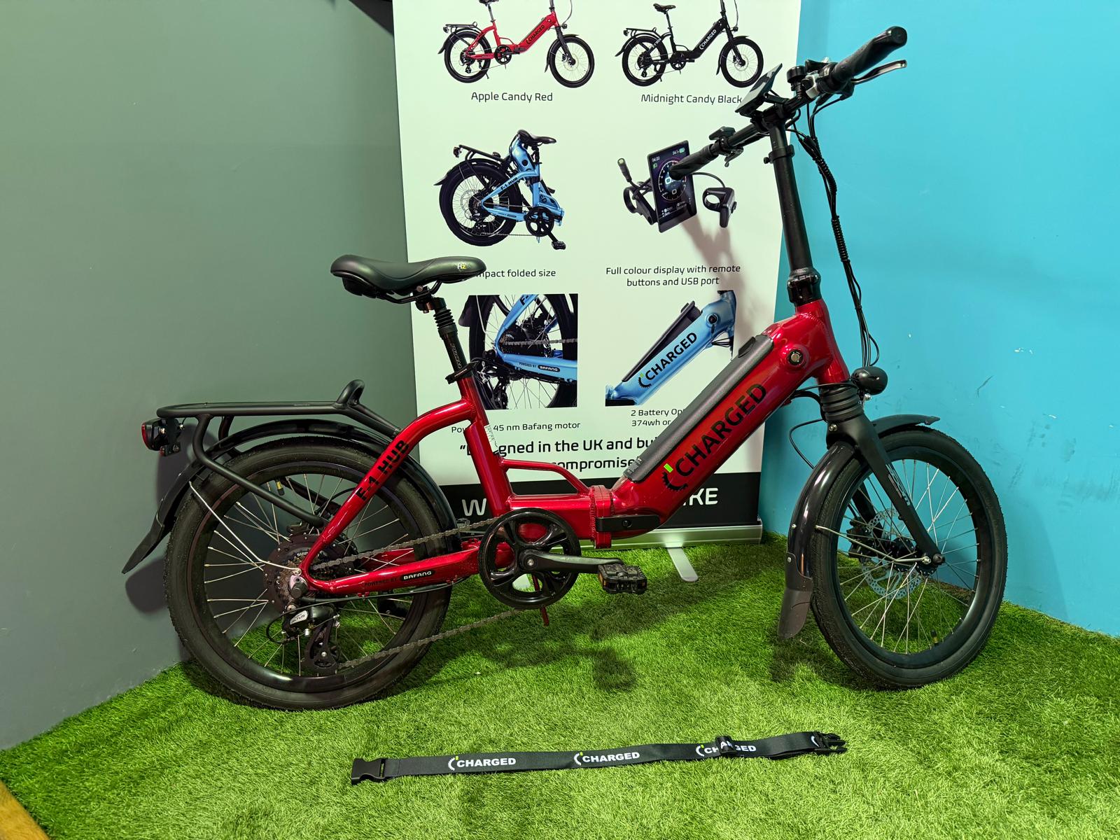 EX Demo Charged F1 Hub Full Throttle Apple Candy Red - Electric Bike Features – Charged Bikes