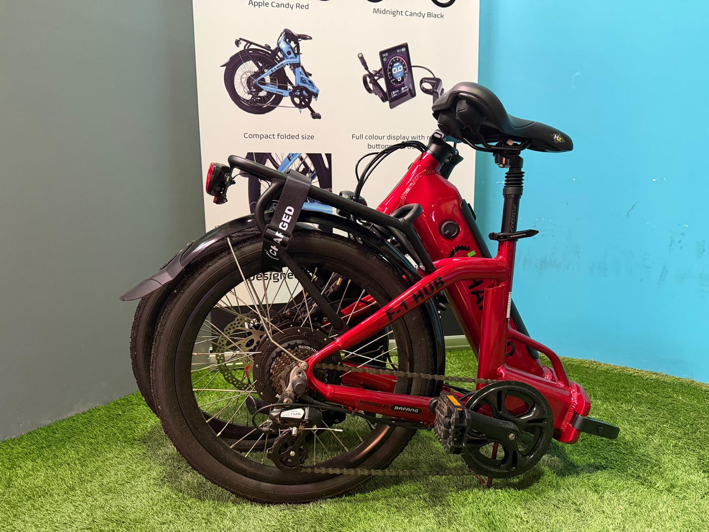 EX Demo Charged F1 Hub Full Throttle Apple Candy Red - Electric Bike Features – Charged Bikes